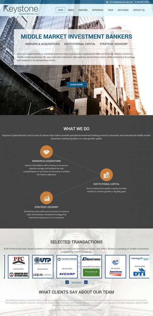 Keystone Capital Markets - Customized website for a leading investment bank