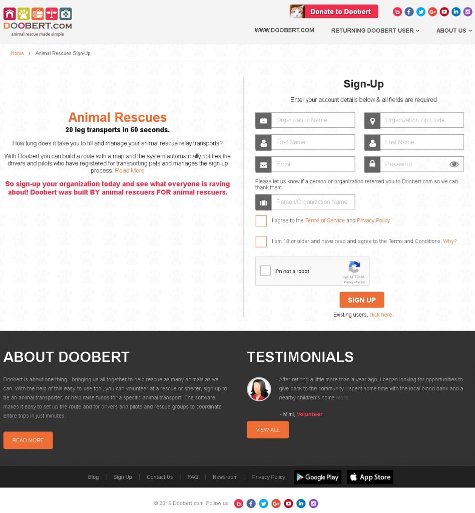 A web-based software designed to simplify the animal rescue process